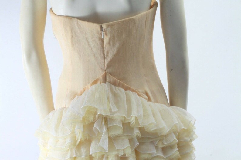 Vintage Saint Laurent YSL Yellow Scallop Strapless Ruffle Silk - Etsy