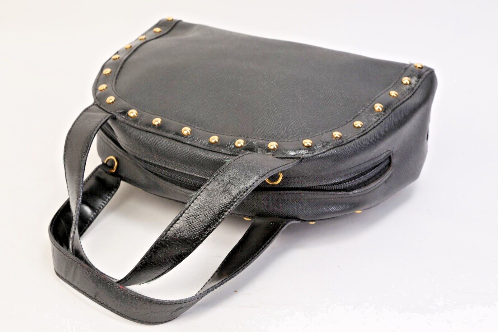 Vintage ROCCO BAROCCO Black Leather Studded Satchel Bag - Etsy