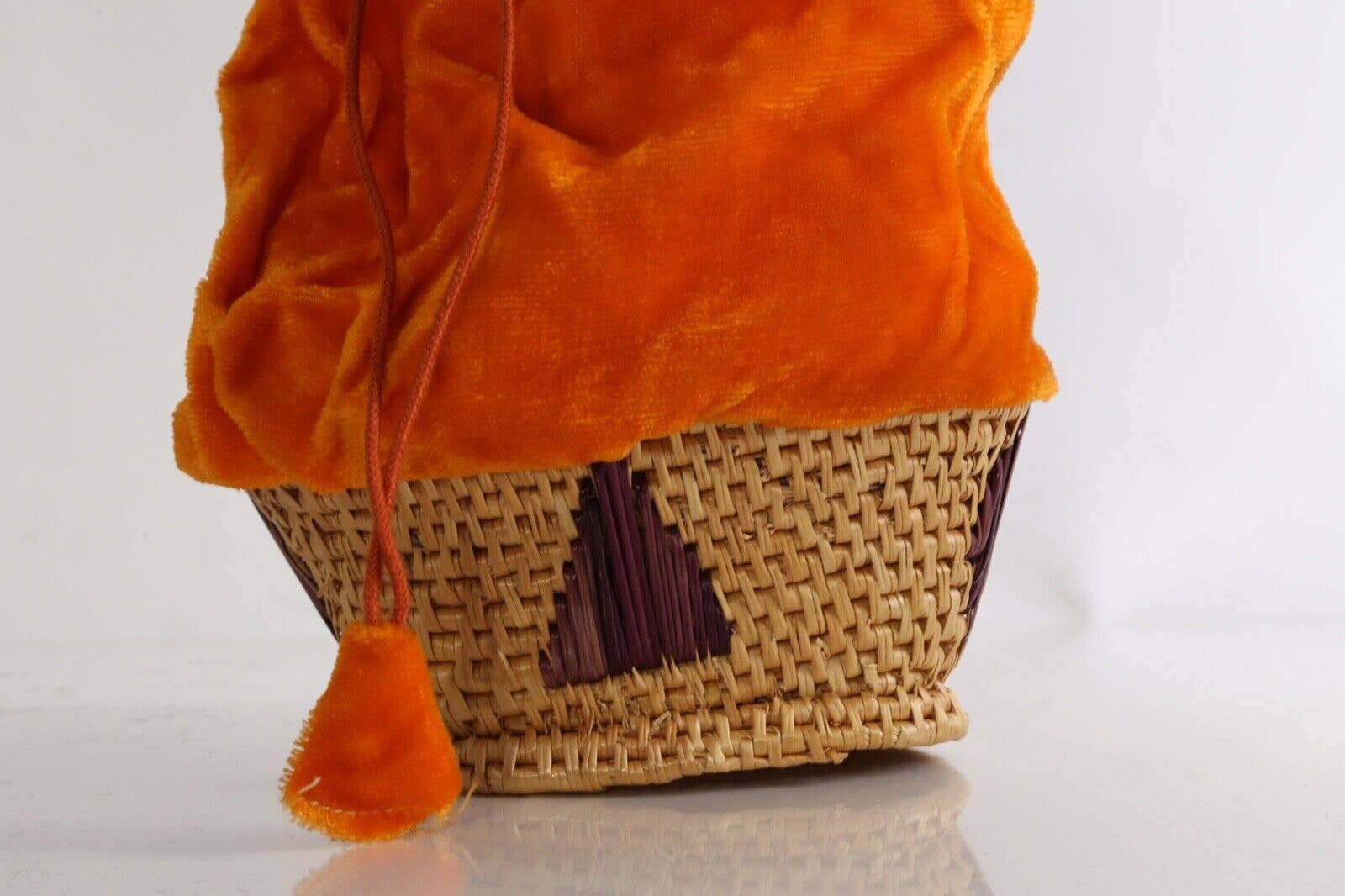 Vintage Orange Velour Fabric Multipurpose Mini Velvet Basket Bag - Etsy
