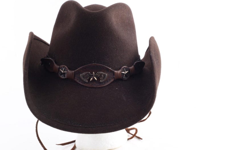 Vintage Black Bart Wool Felt Eagle One Brown Cowboy Hat Western Size L ...
