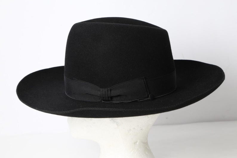 BORSALINO Myto Vintage Mens Black Felt Fedora Hat Made in Italy Size 7 ...