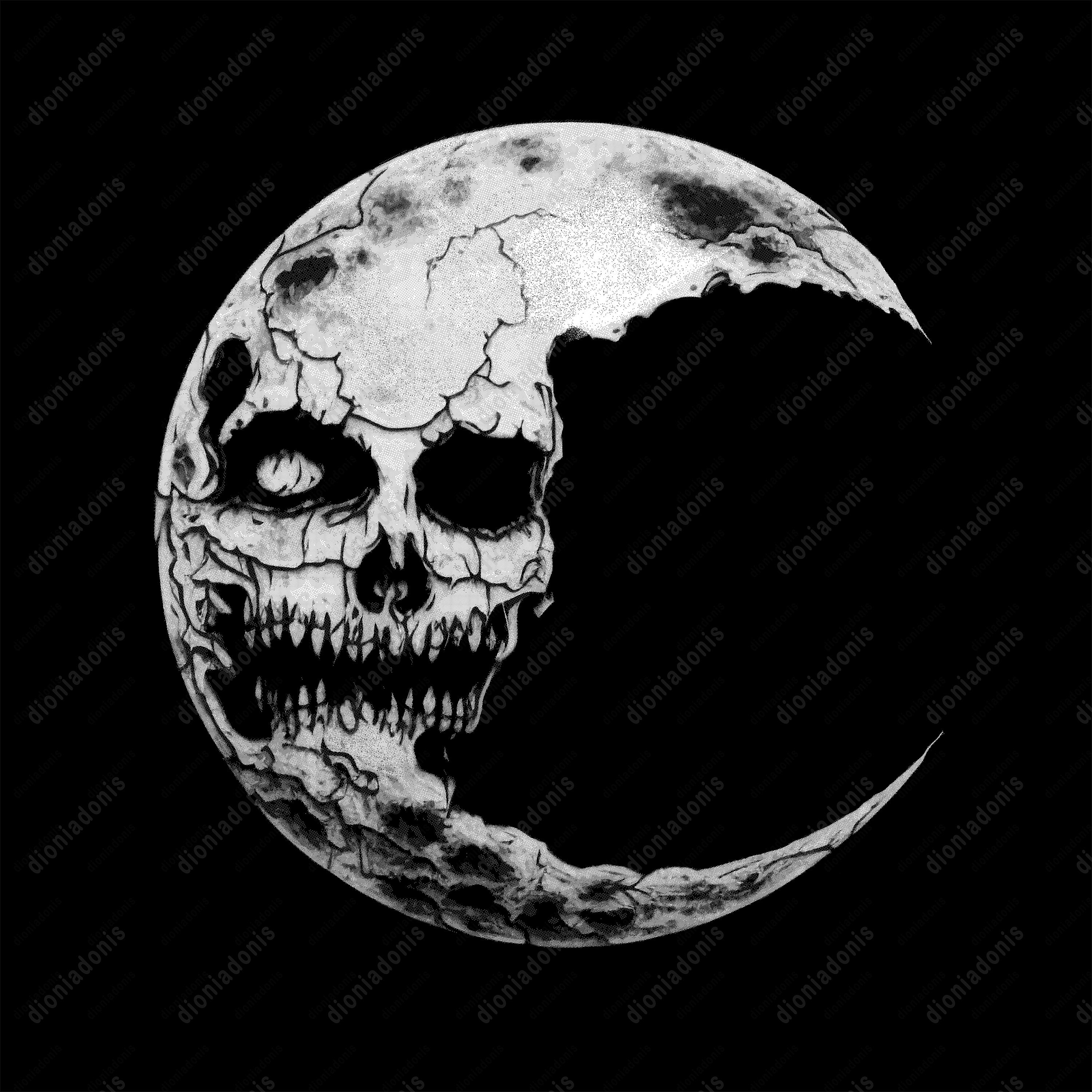 Zombie Skull Moon SVG Silhouette, Cricut, Clipart, Digital Download ...