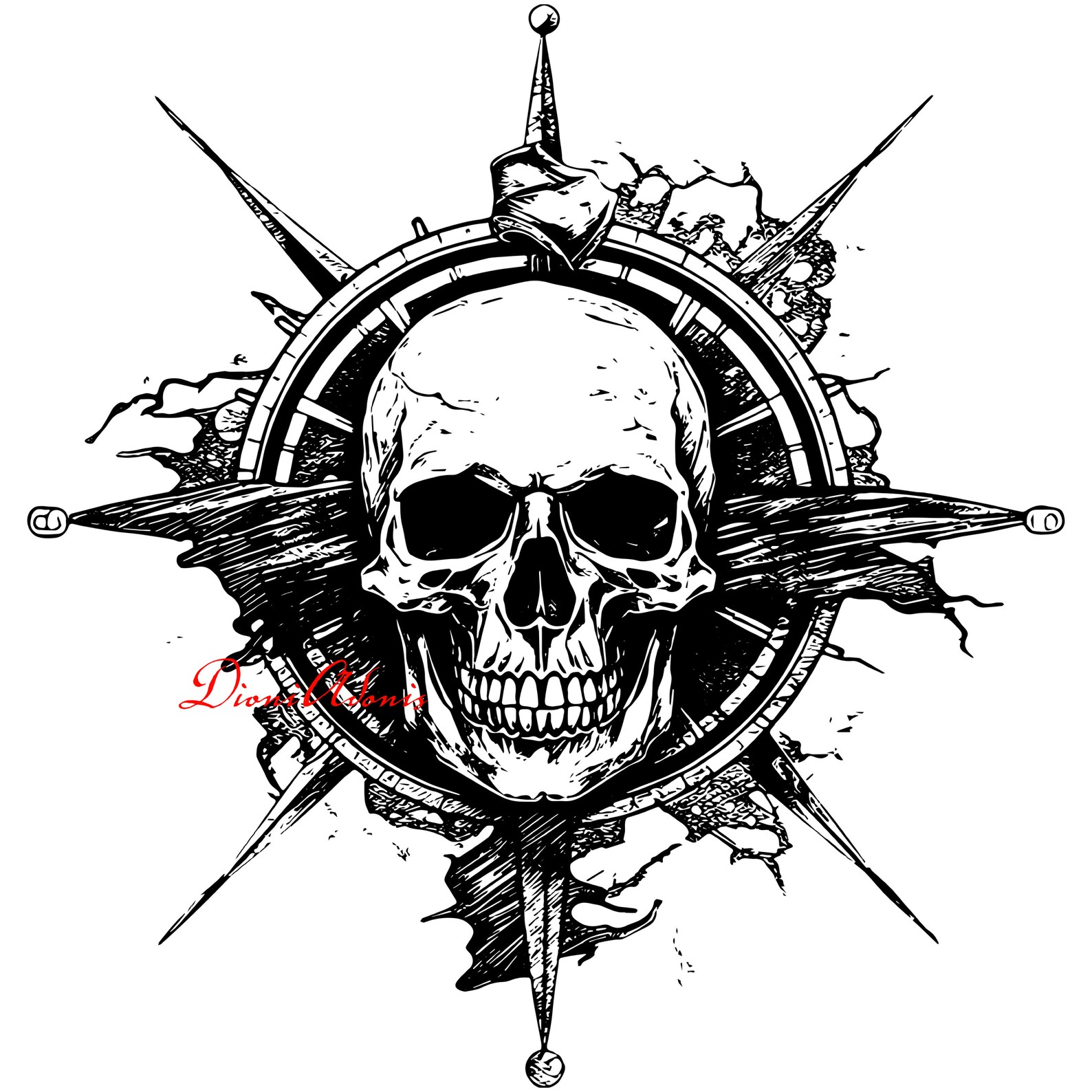 Skull Compass Digital Download Unique SVG, PNG, PDF Files Instant ...