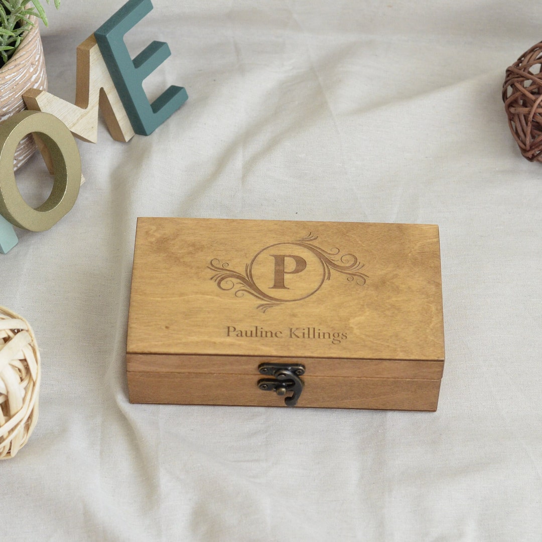 Personalized Wood Monogrammed Keepsake Box Custom Initial Christmas Eve ...