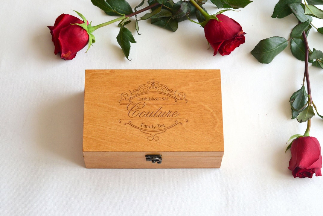 Custom Tea Box-engraved Initial Wooden Box-monogram, Jewellery-photos ...