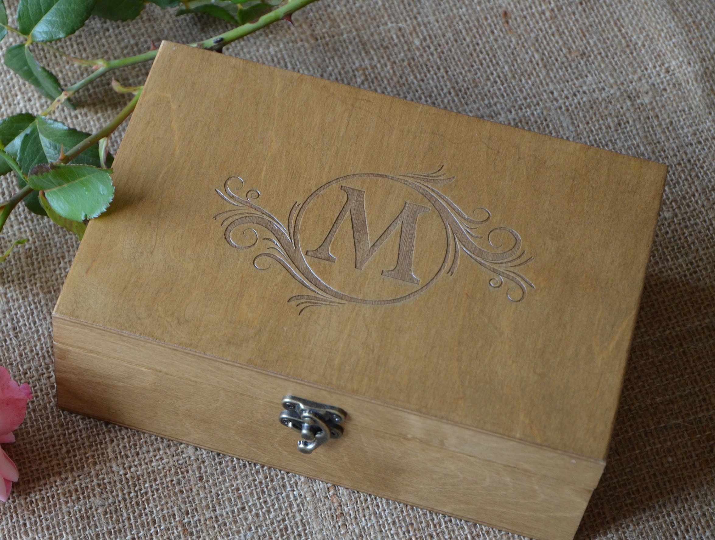 Custom Engraved Tea Box With Monogram Personalized Tea Box | Etsy