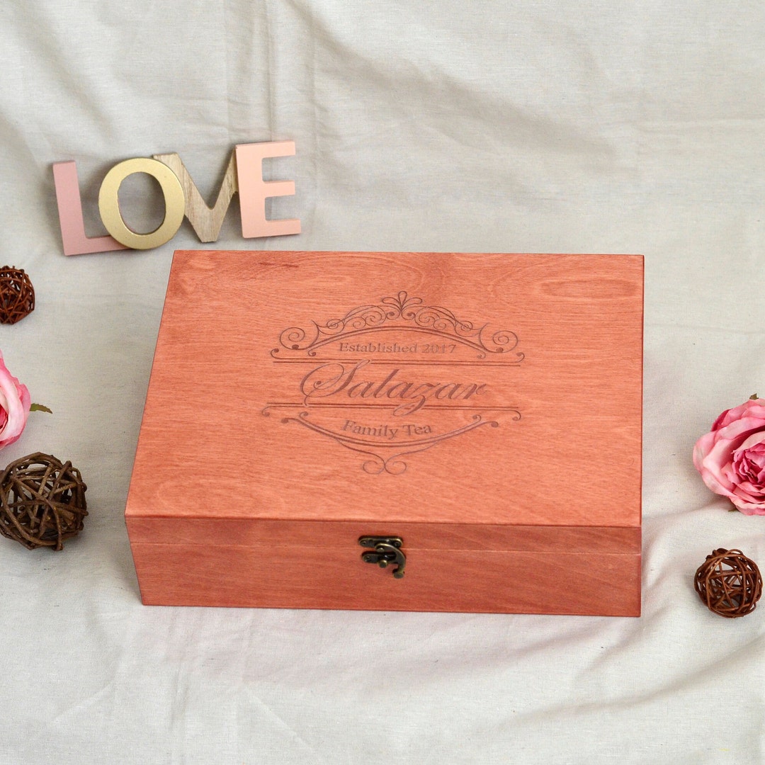 Customized Tea Box Engraved Tea Chest, Personalized Tea Storage Box ...