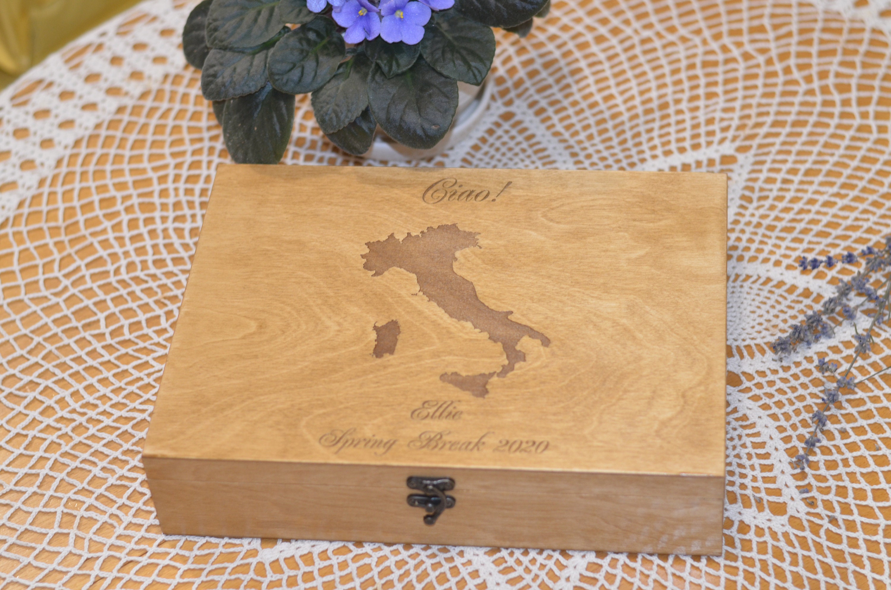 Custom Wooden Box Enjoy the Journey Bride Wood Box Map of - Etsy