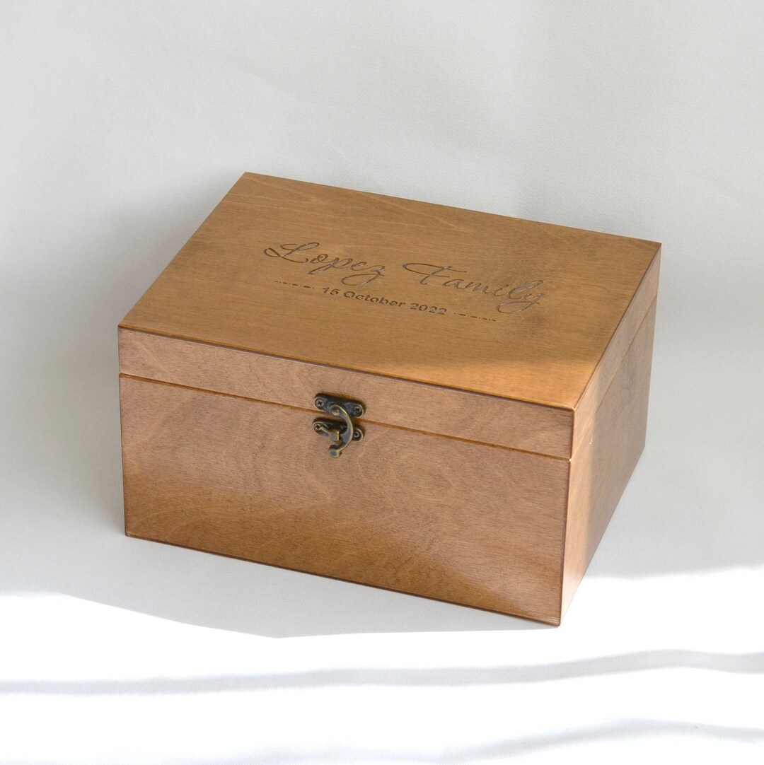 Personalised Wood Memory Box With Monogram Customized Keepsake Gift for ...