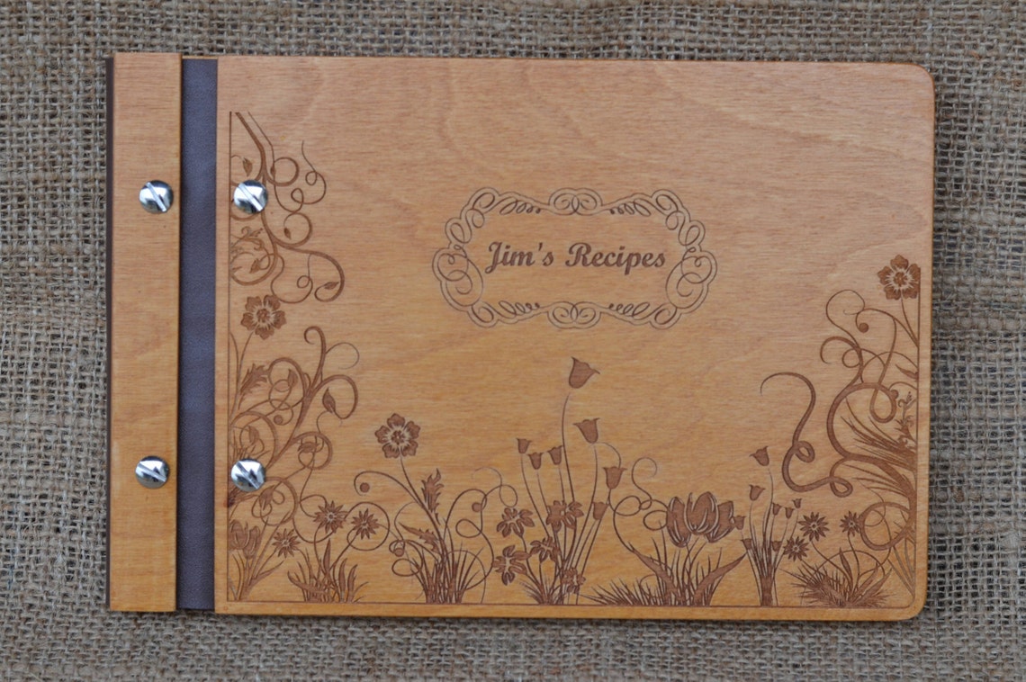 Personalized Recipe Book, Wooden Personalized Recipe Book, Recipe Book ...