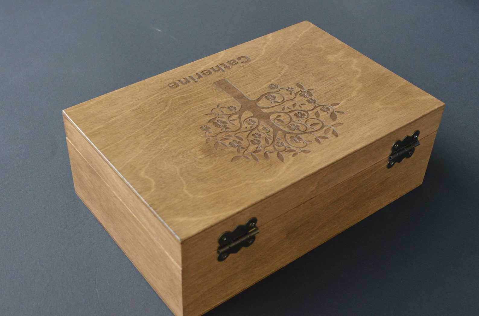 Custom Engraved Tea Box Tree of Life With Flower Wood - Etsy