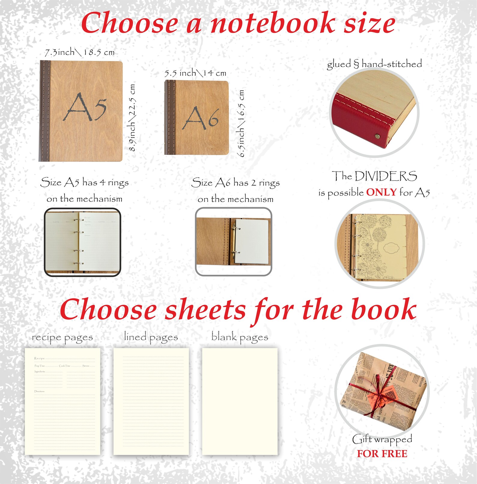 Personalized Wood Leather Notebook - Christmas Men's Gift for Travelers ...