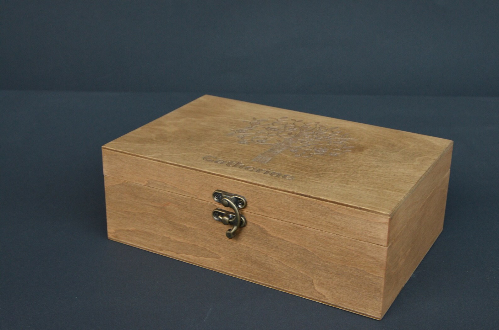 Custom Engraved Tea Box Tree of Life With Flower Wood - Etsy