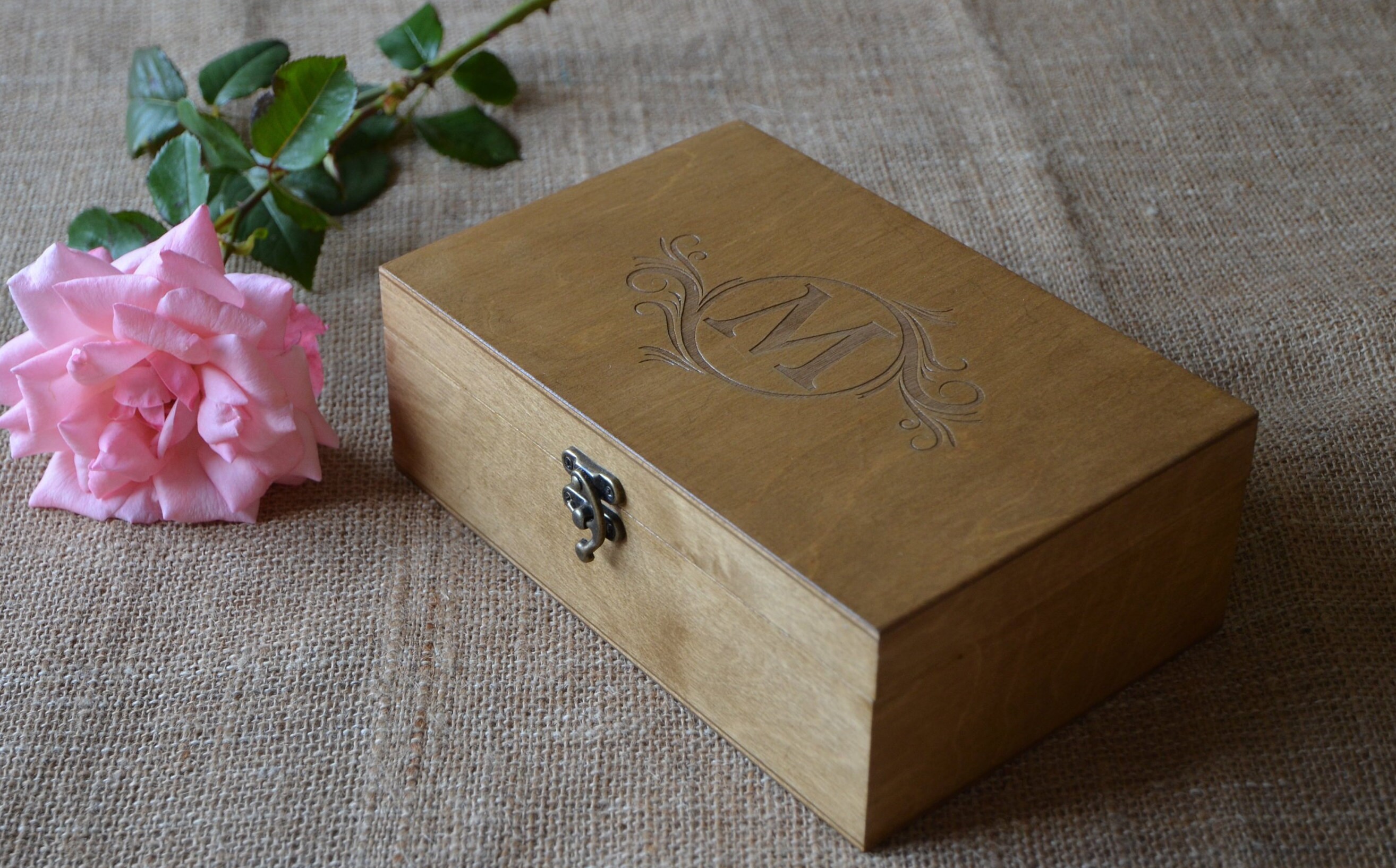 Custom Engraved Tea Box With Monogram Personalized Tea Box | Etsy