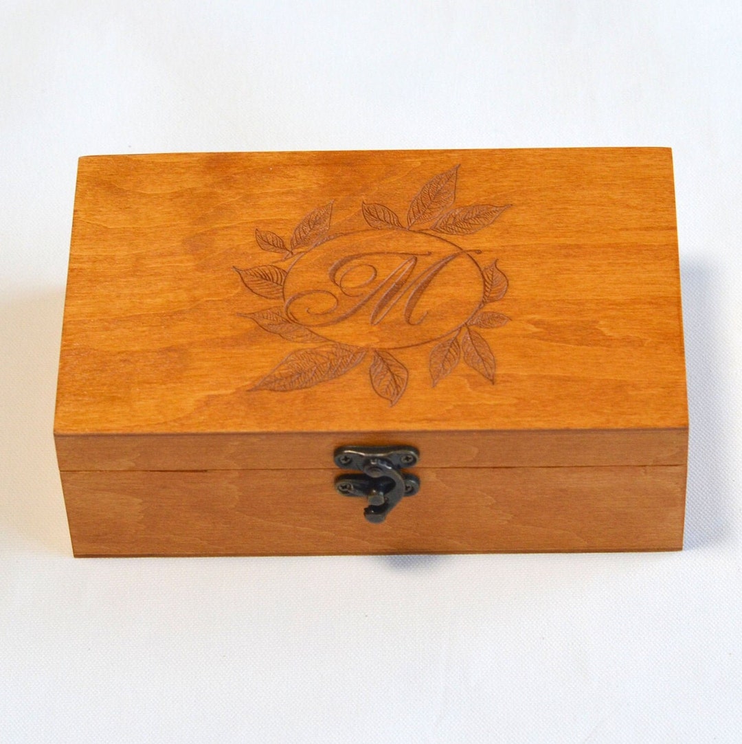 Custom Engraved Box, Wooden Keepsake, Custom Engraved Letter, Initial ...