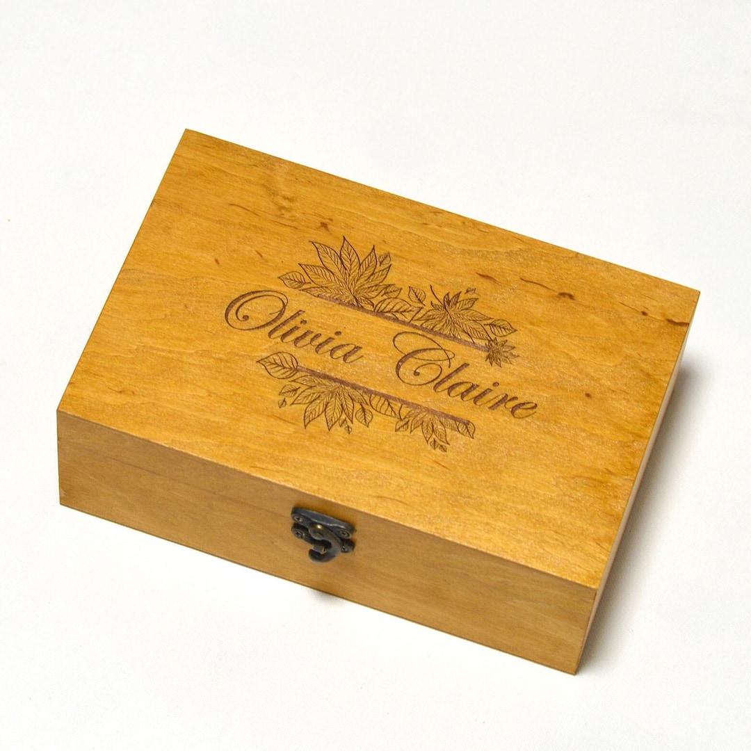 Monogrammed Box Custom Wooden Box, Monogram Jewelry Box and Name, Wife ...