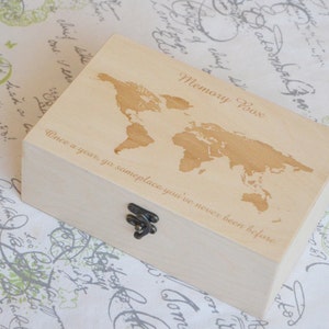 Personalized Engraved Map of the World Adventure Memory Box, Custom ...