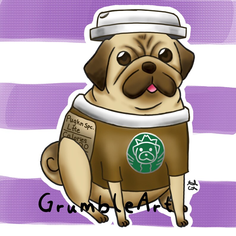 Halloween Pug Stickers Pugkin, Pugkin Spice Latte, Witch Vinyl Stickers ...