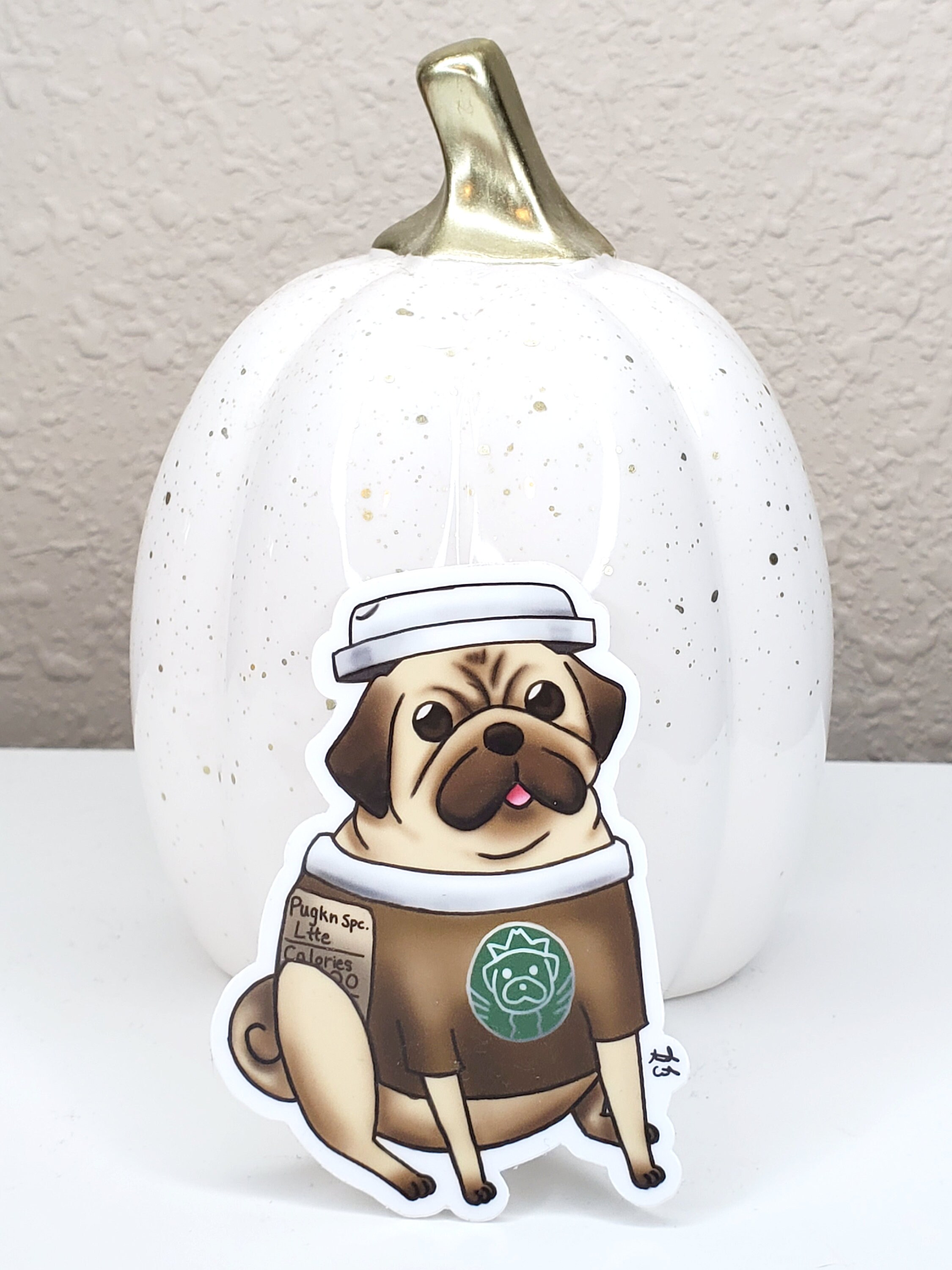 Halloween Pug Stickers Pugkin, Pugkin Spice Latte, Witch Vinyl Stickers ...