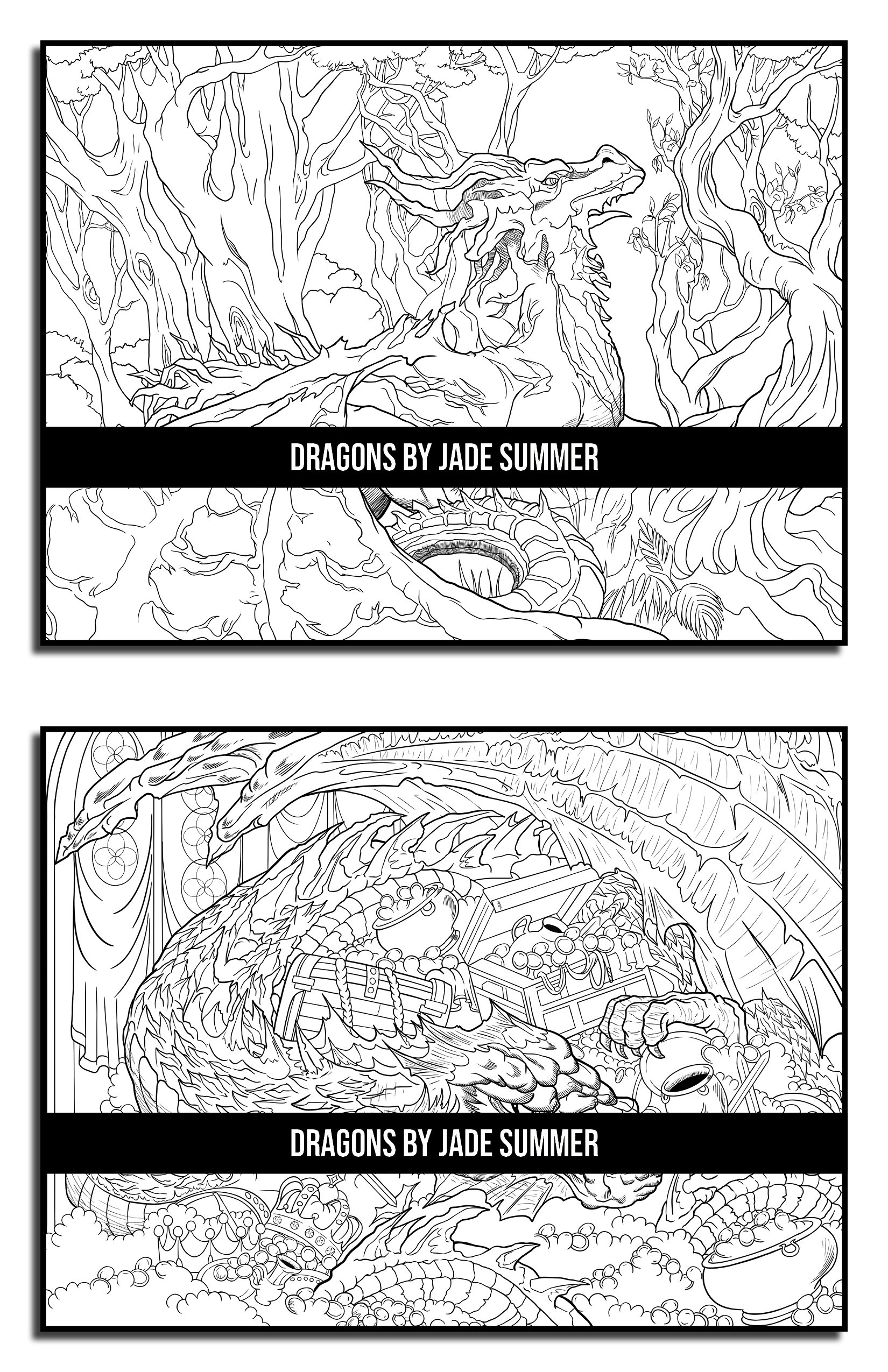 Fantasy Coloring Pages: Dragons Adult Coloring Book by Jade - Etsy