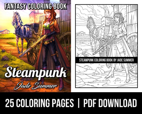 Fantasy Coloring Pages: Steampunk Adult Coloring Book by Jade - Etsy
