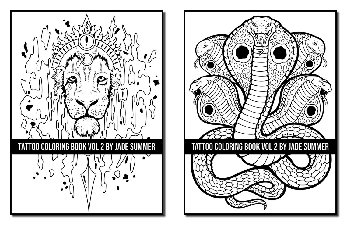 Tattoo Coloring Pages: Tattoos 2 Adult Coloring Book by Jade - Etsy