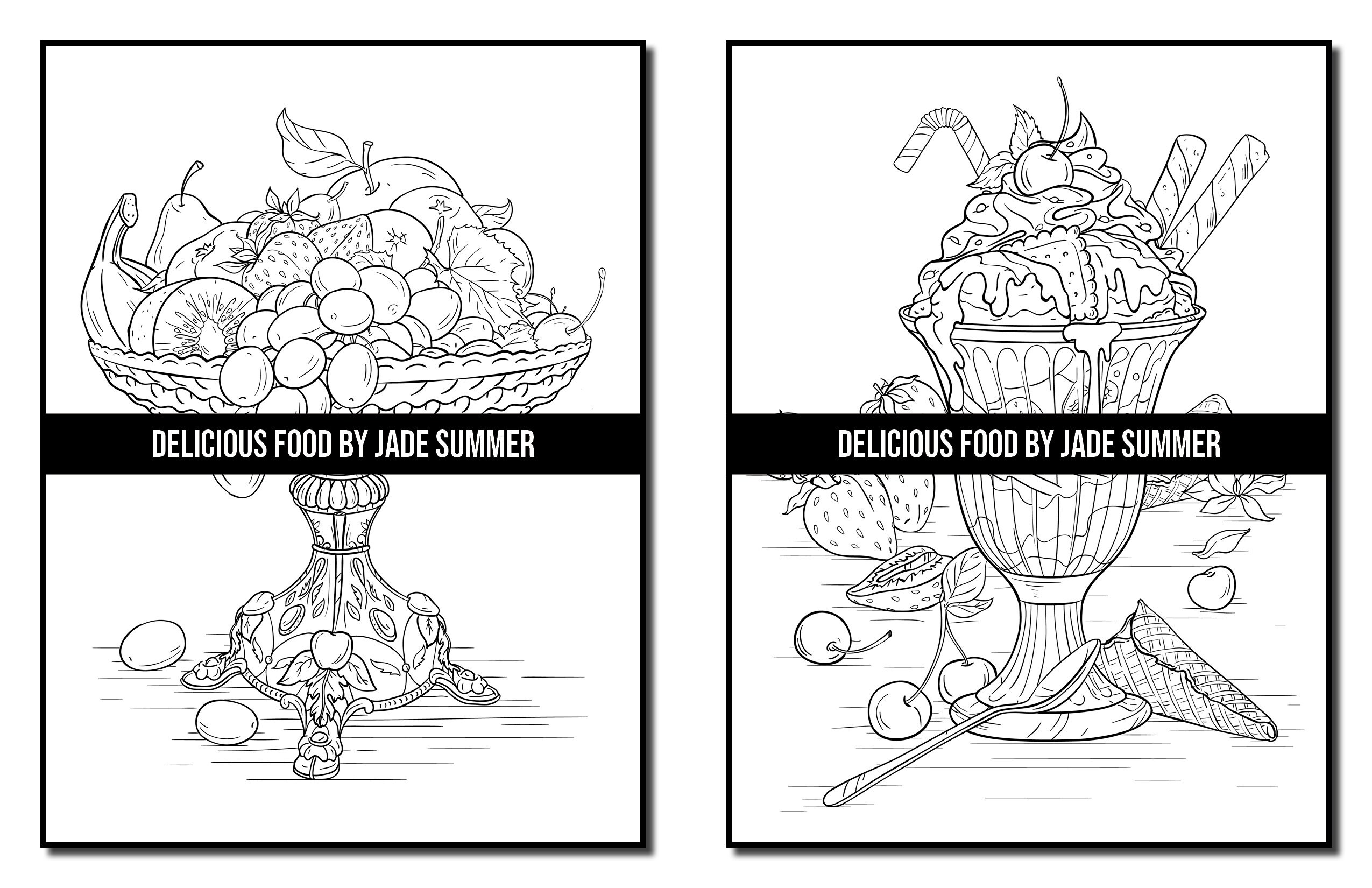 Food Coloring Pages: Delicious Food Adult Coloring Book by - Etsy