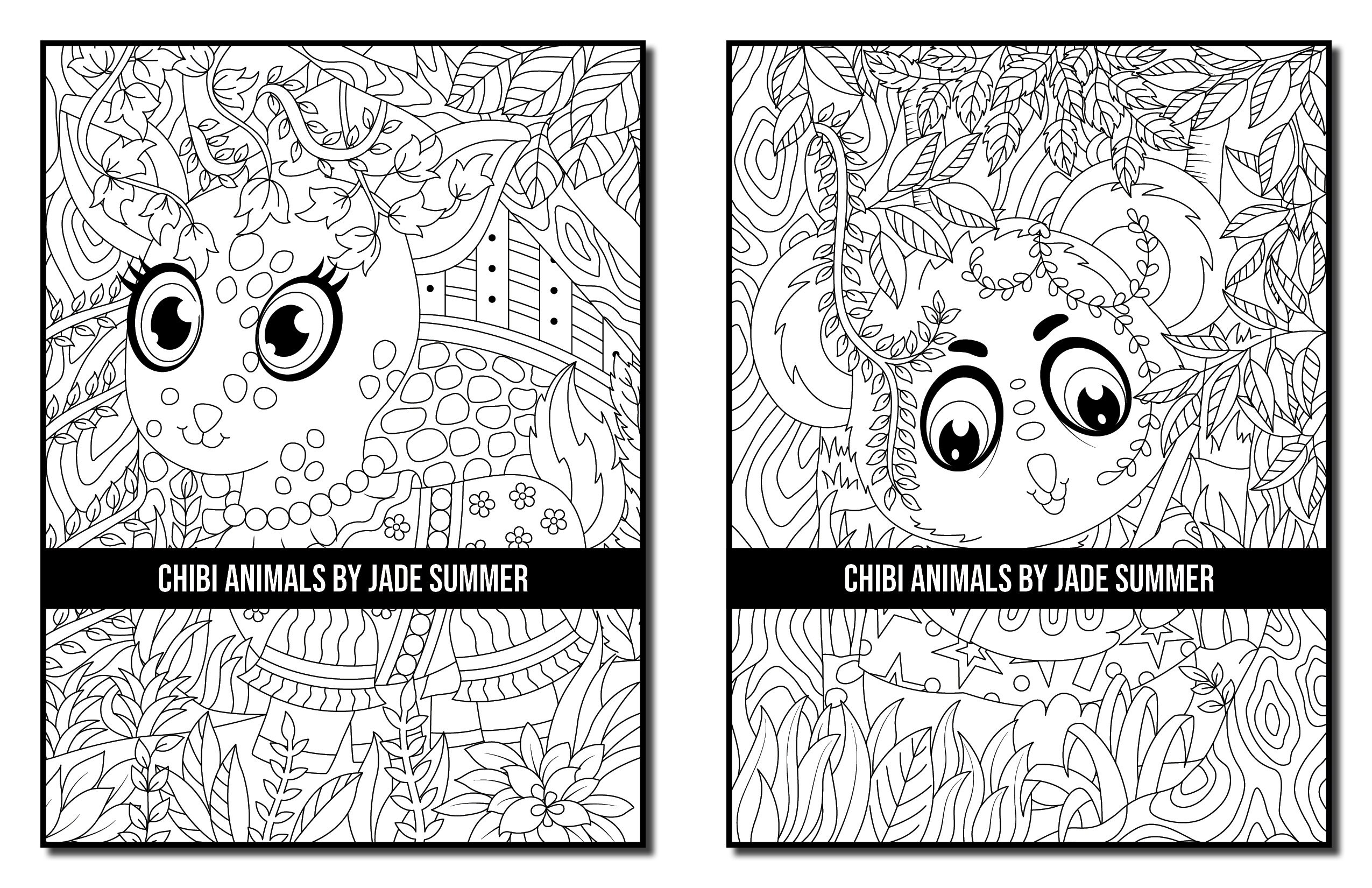 Animal Coloring Pages: Chibi Animals Adult Coloring Book by - Etsy
