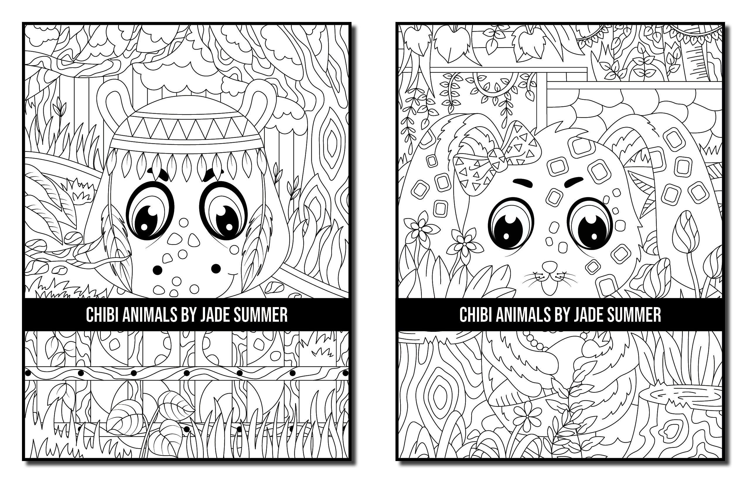 Animal Coloring Pages: Chibi Animals Adult Coloring Book by - Etsy