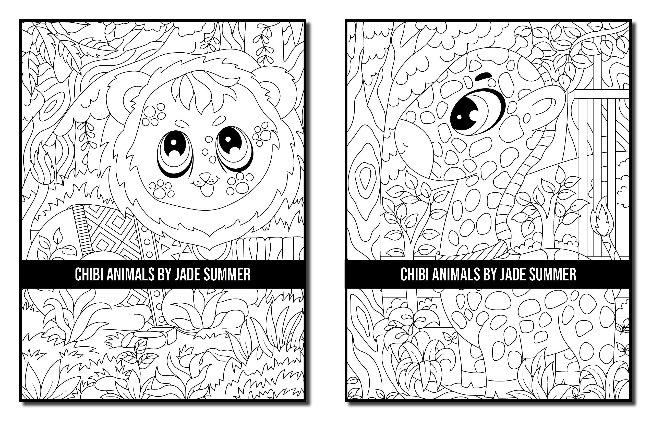 Animal Coloring Pages: Chibi Animals Adult Coloring Book by - Etsy