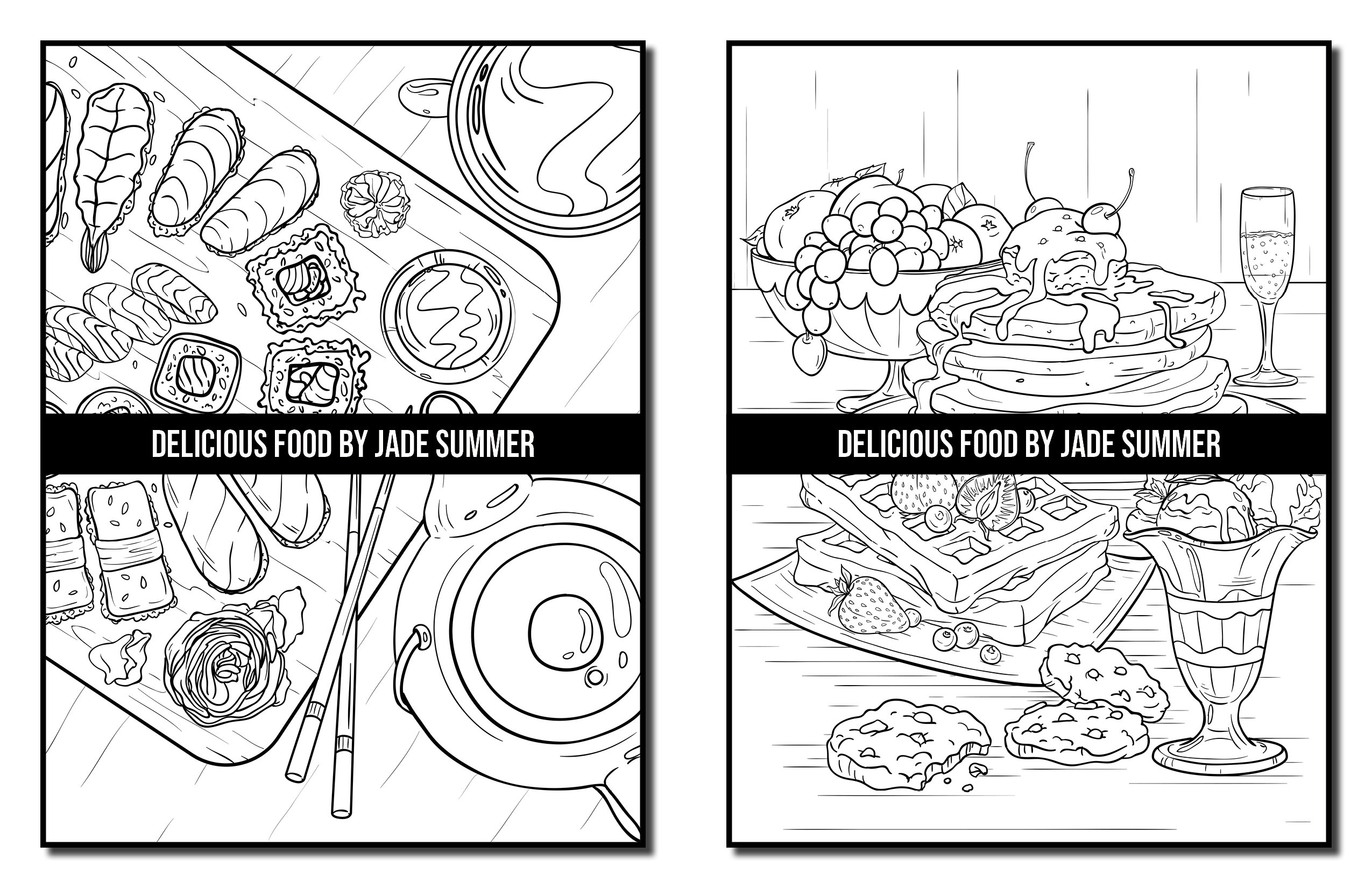 Food Coloring Pages: Delicious Food Adult Coloring Book by - Etsy