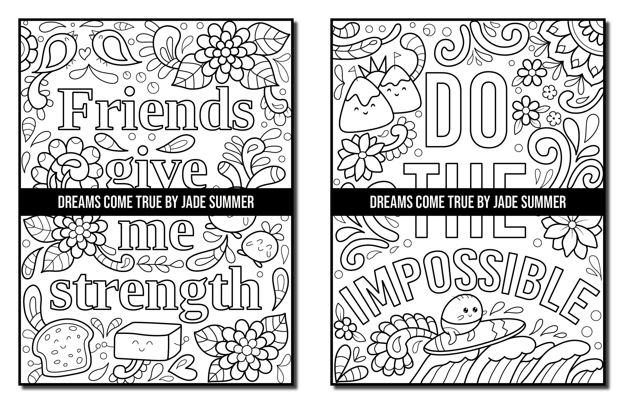Inspirational Coloring Pages: Dreams Come True Adult Coloring - Etsy