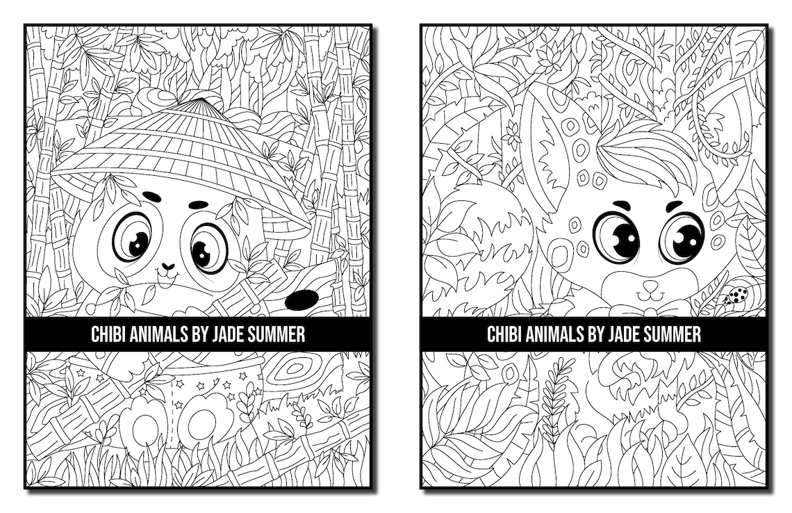 Animal Coloring Pages: Chibi Animals Adult Coloring Book by - Etsy
