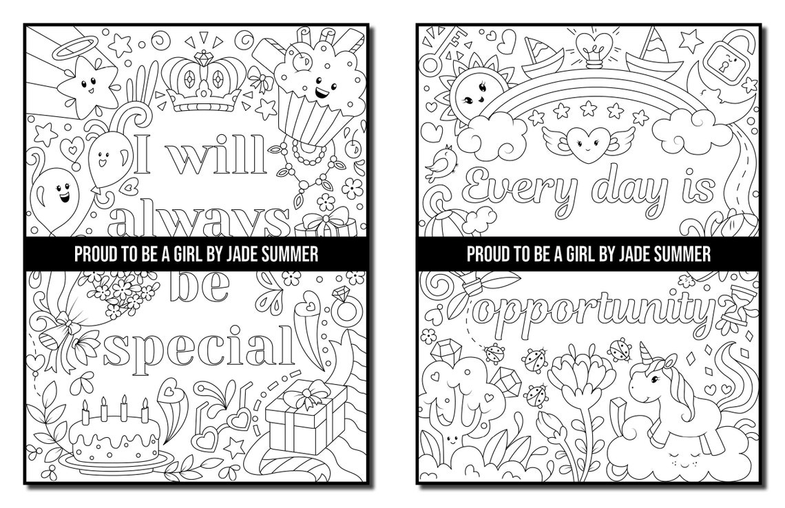 Kids Coloring Pages: Proud to Be a Girl by Jade Summer Kids - Etsy