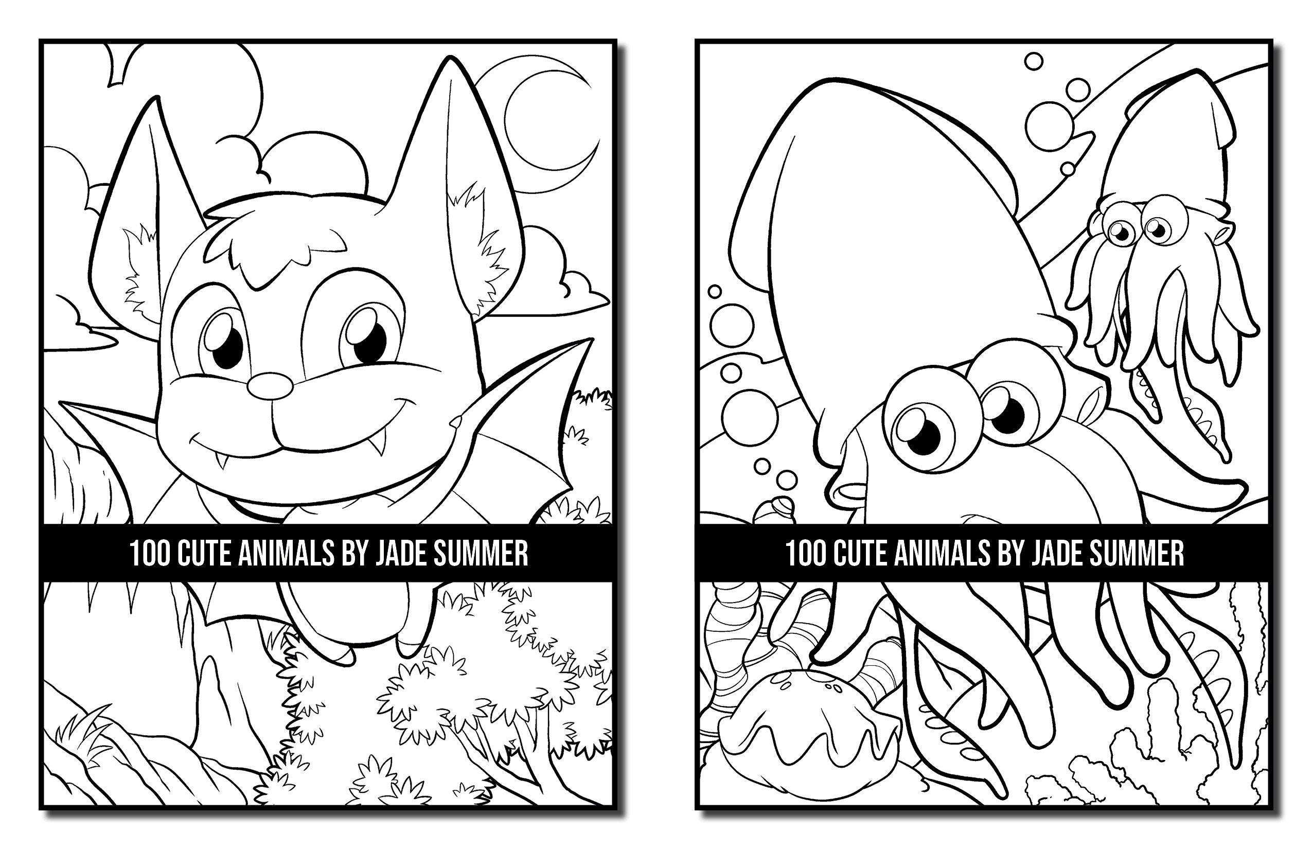 Animal Coloring Pages: 100 Cute Animals Adult Coloring Book by - Etsy