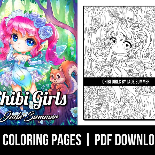 Printable Chibi Coloring Pages - Etsy