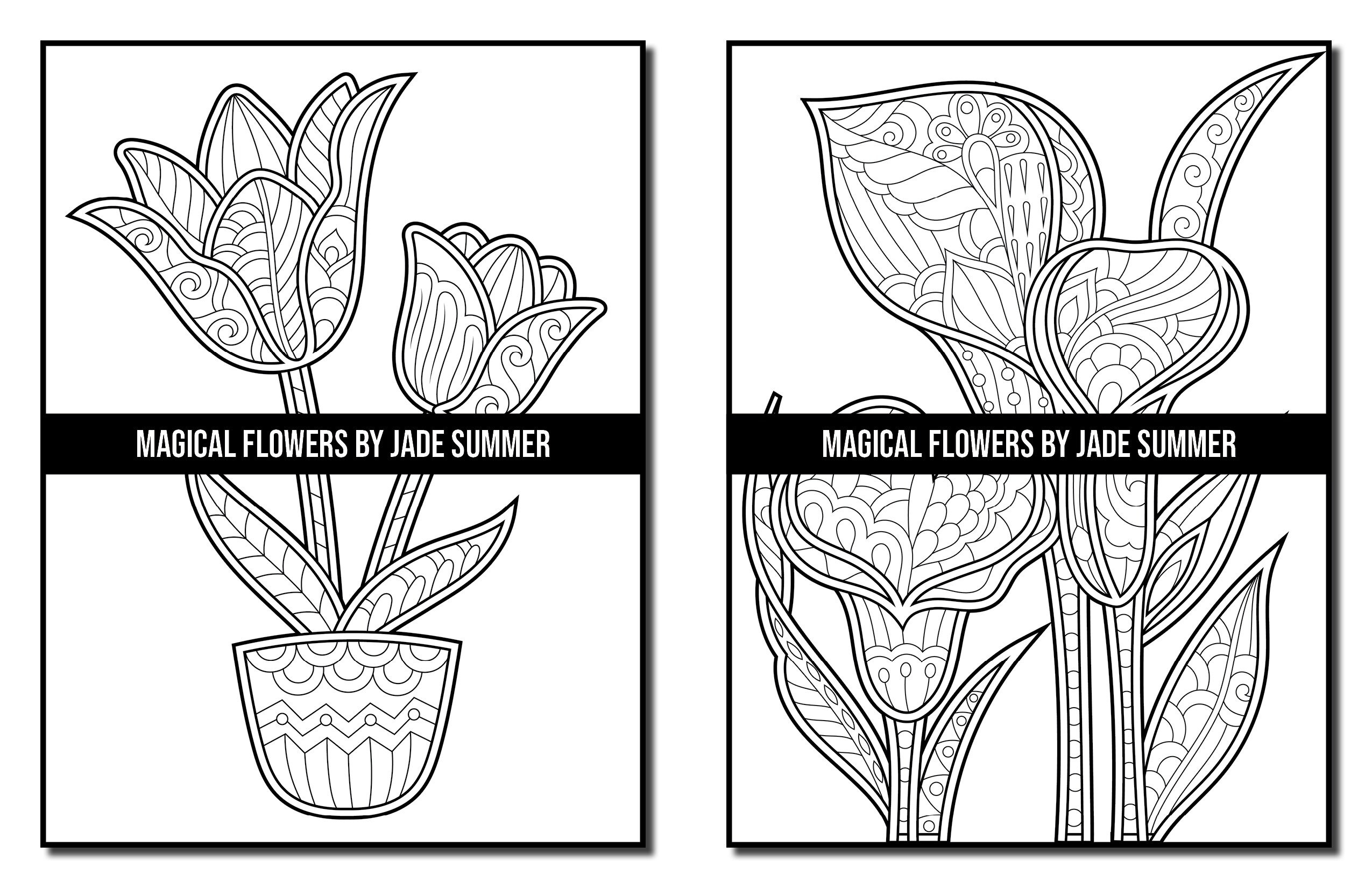 Flower Coloring Pages: Magical Flowers Adult Coloring Book by - Etsy