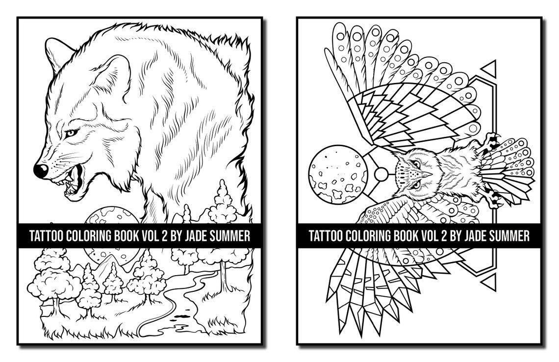Tattoo Coloring Pages: Tattoos 2 Adult Coloring Book by Jade - Etsy