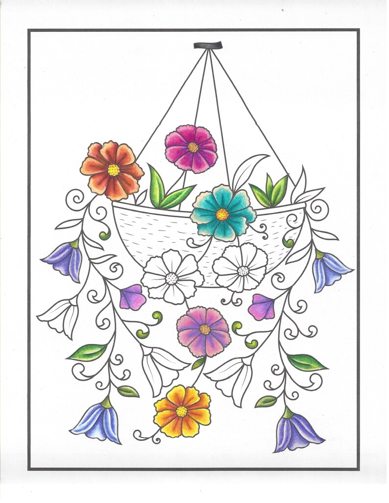 Flower Coloring Pages: Flowers for Beginners Adult Coloring - Etsy