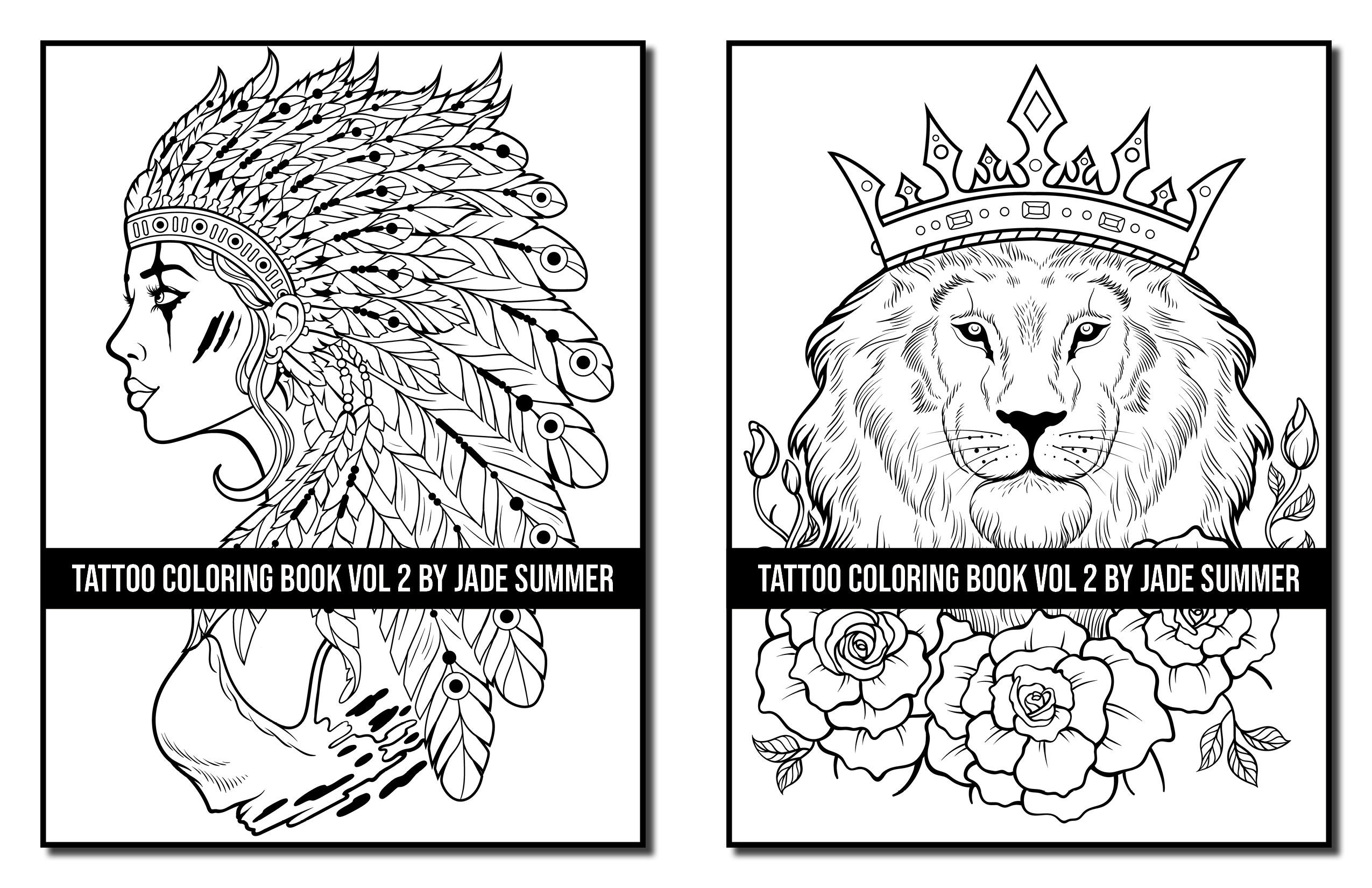 Tattoo Coloring Pages: Tattoos 2 Adult Coloring Book by Jade - Etsy