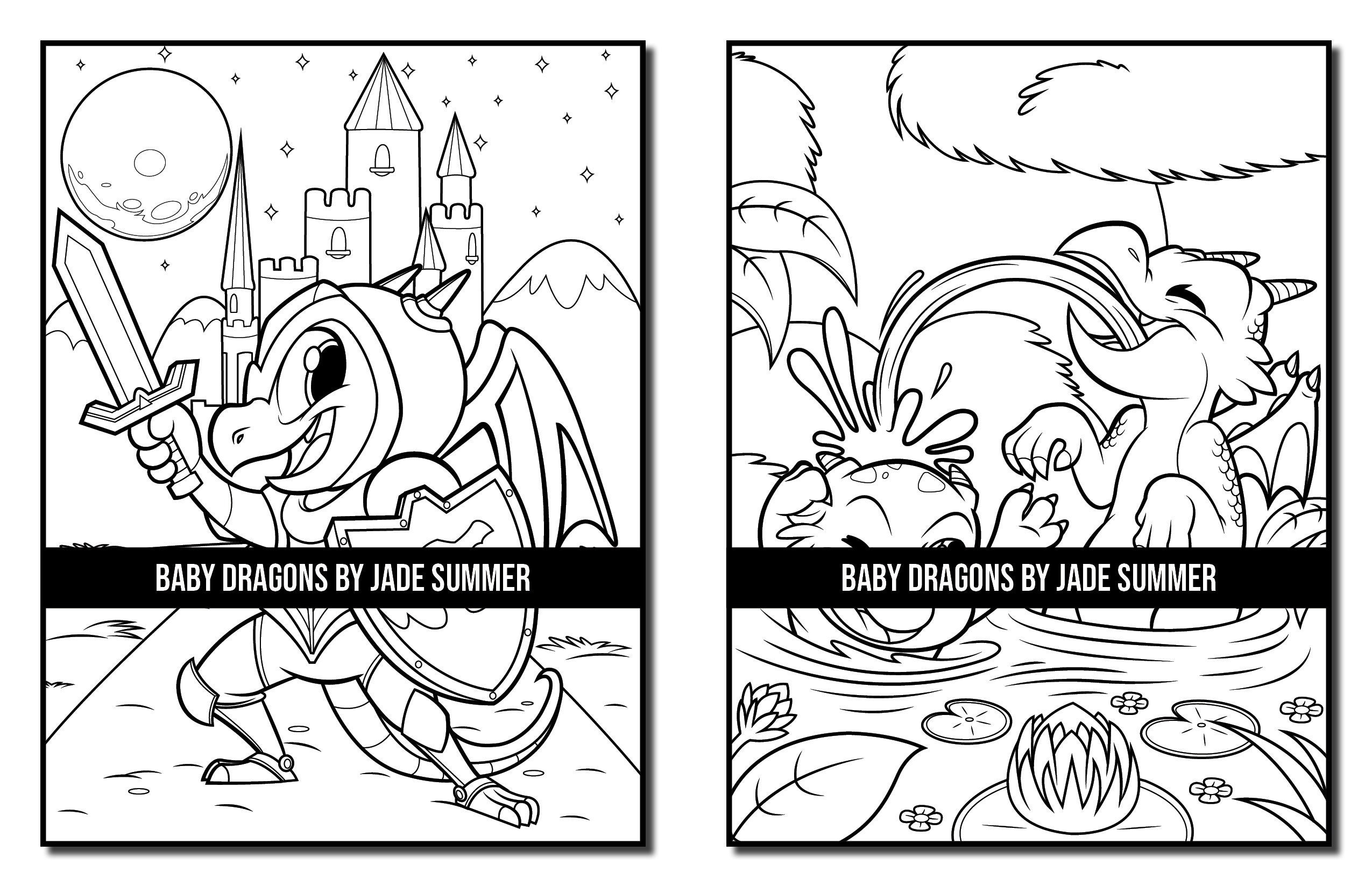 Fantasy Coloring Pages: Baby Dragons Adult Coloring Book by - Etsy