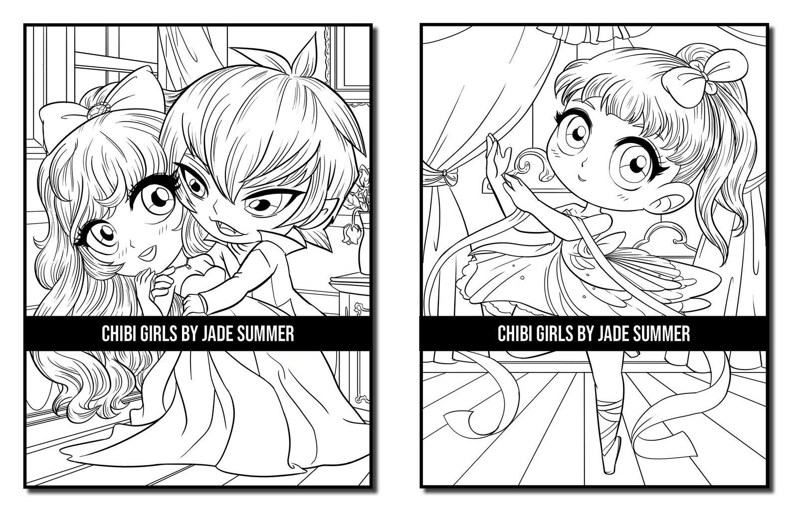 Cute Coloring Pages: Chibi Girls Adult Coloring Book by Jade - Etsy