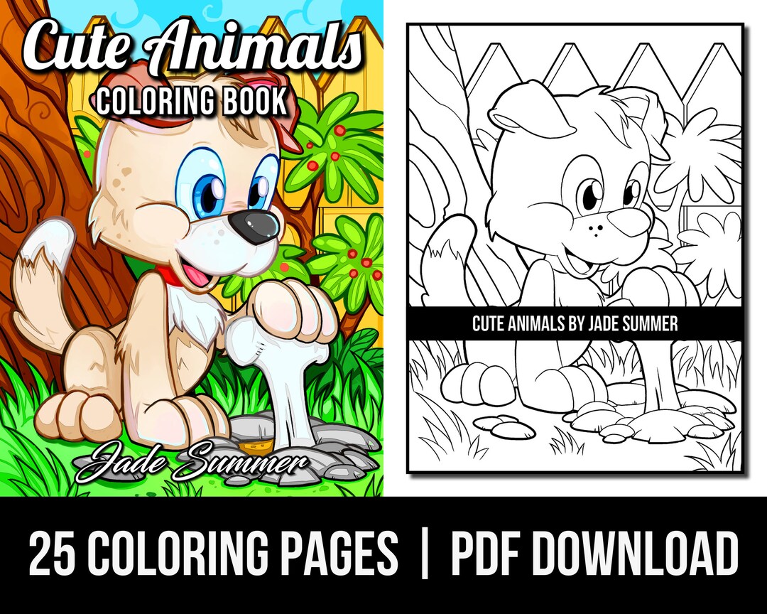 Animal Coloring Pages: Cute Animals Adult Coloring Book by Jade Summer ...