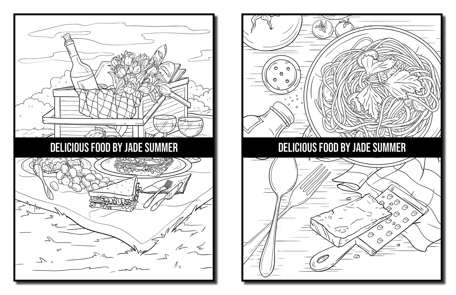 Food Coloring Pages: Delicious Food Adult Coloring Book by - Etsy