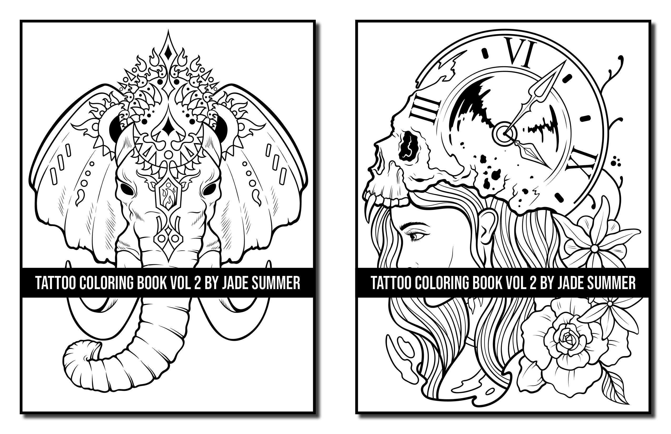 Tattoo Coloring Pages: Tattoos 2 Adult Coloring Book by Jade - Etsy