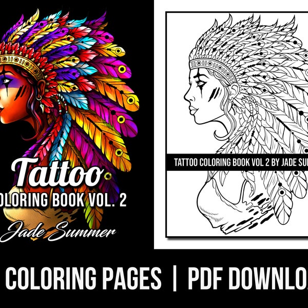 Tattoo Coloring Book - Etsy