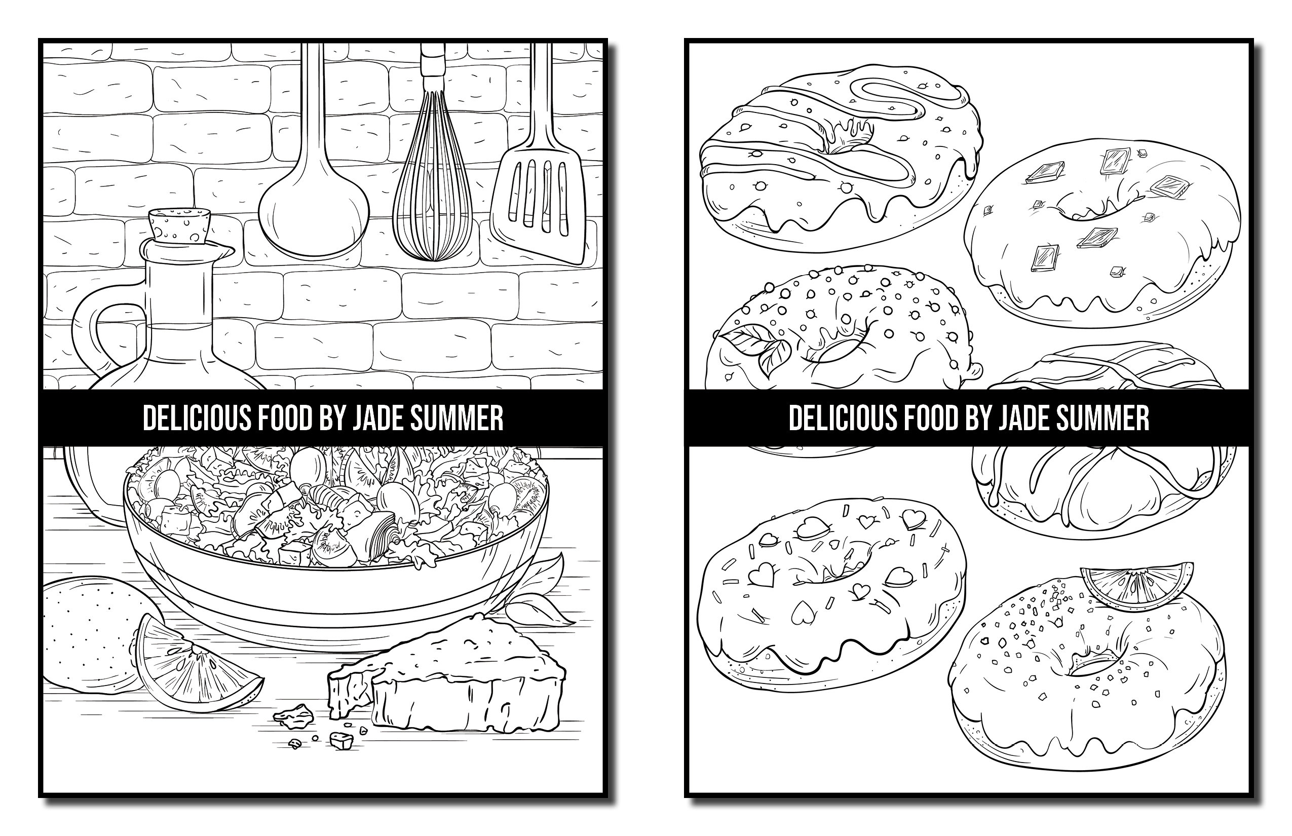 Food Coloring Pages: Delicious Food Adult Coloring Book by - Etsy