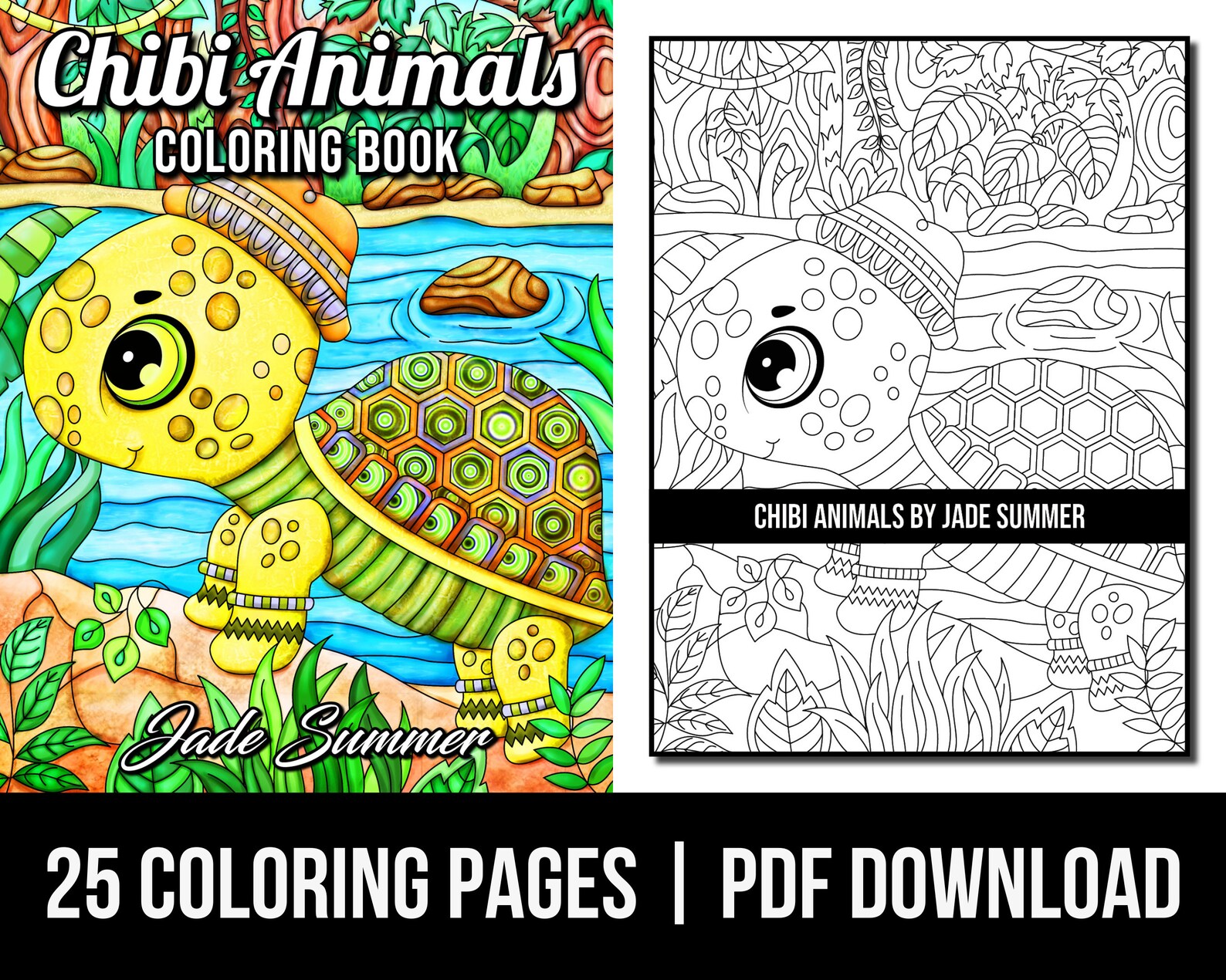 Animal Coloring Pages: Chibi Animals Adult Coloring Book by - Etsy