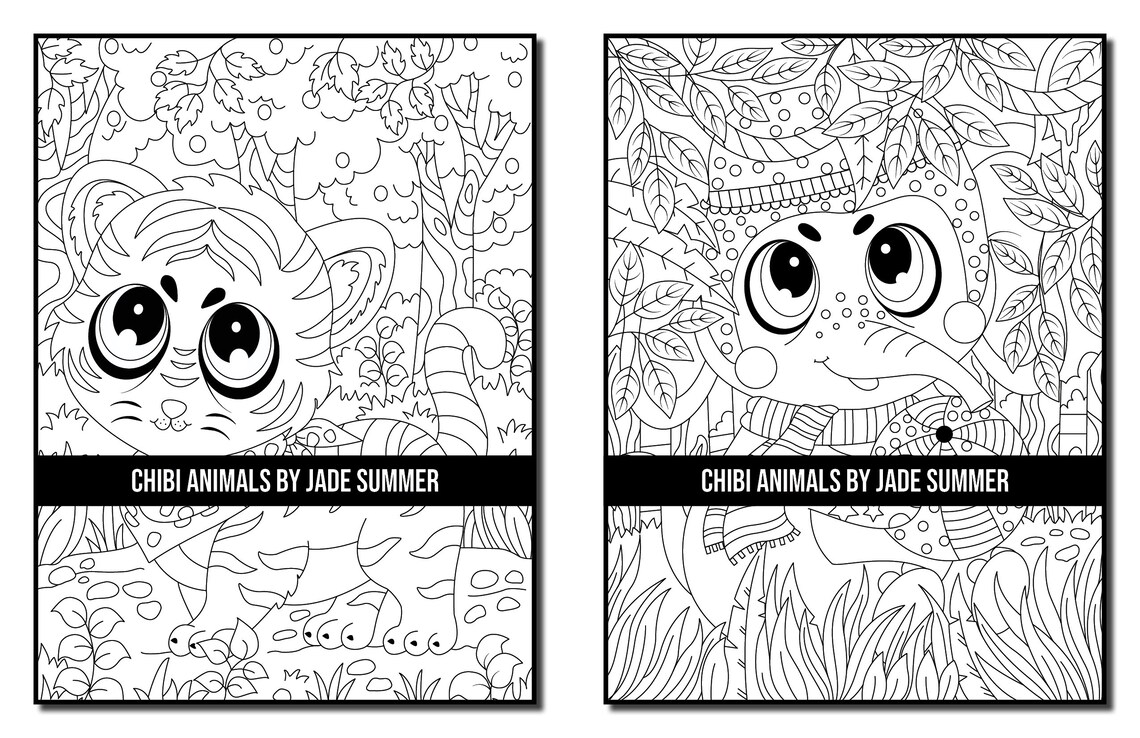 Animal Coloring Pages: Chibi Animals Adult Coloring Book by - Etsy