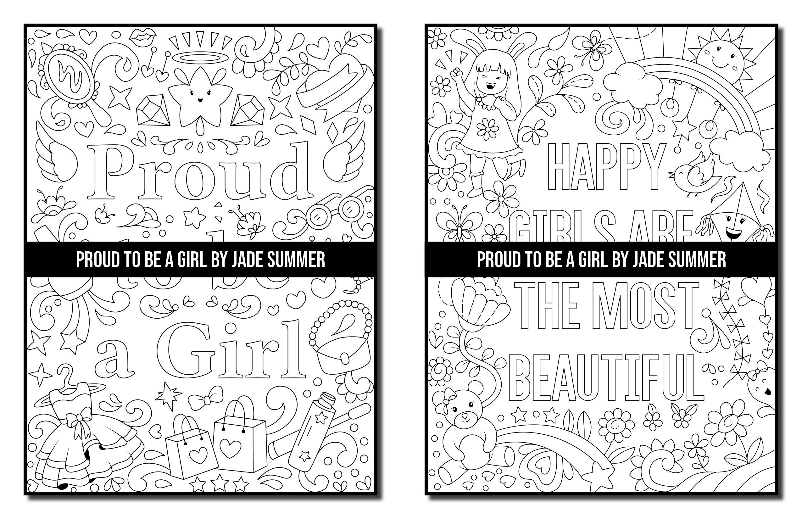 Kids Coloring Pages: Proud to Be a Girl by Jade Summer Kids - Etsy